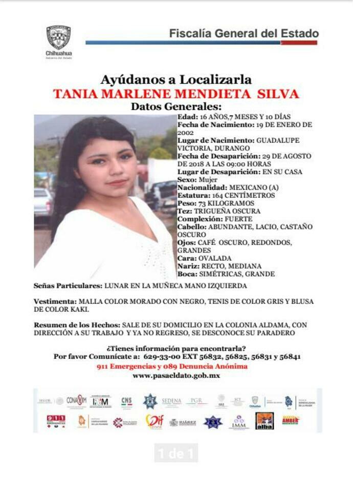 Activan Segunda Fase De Protocolo Alba Para Localizar A Tania Marlene