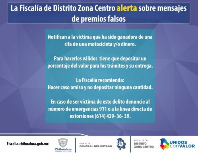 Fiscalía Alerta Sobre Mensajes De Premios Falsos Estatal