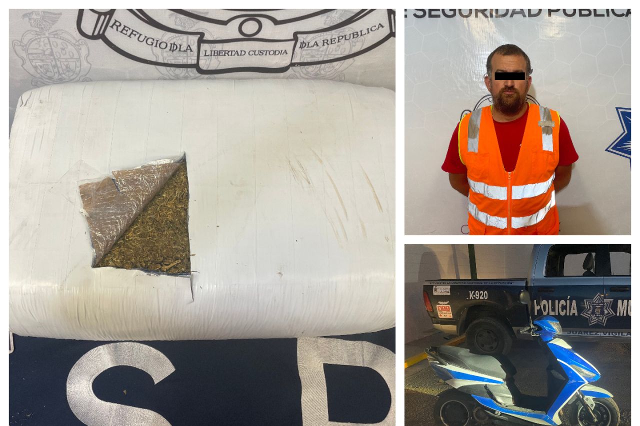 Detienen A Motociclista Con Paquete De Marihuana
