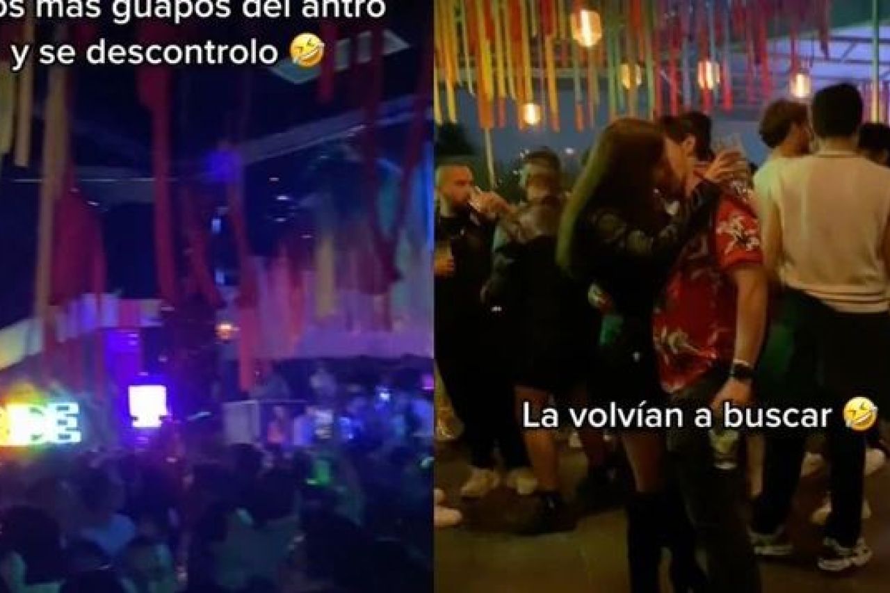 La retan a besarse a los más guapos del antro; hasta beso de 3 se avienta