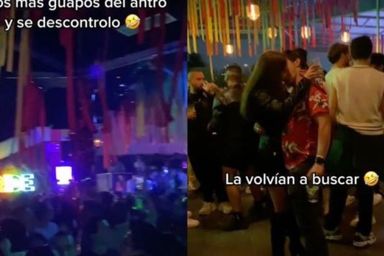 La retan a besarse a los más guapos del antro; hasta beso de 3 se avienta