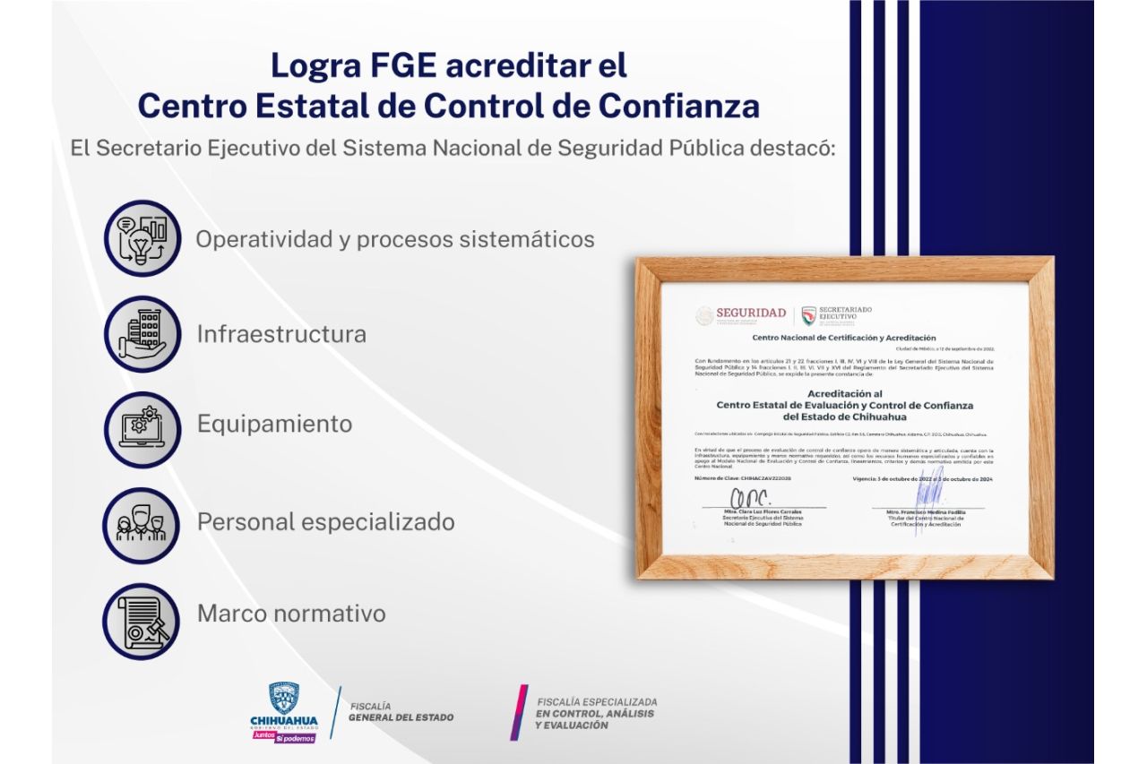 Obtiene FGE acreditación del Centro Estatal de Control de Confianza Obtiene FGE acreditación del Centro Estatal de Control de Confianza