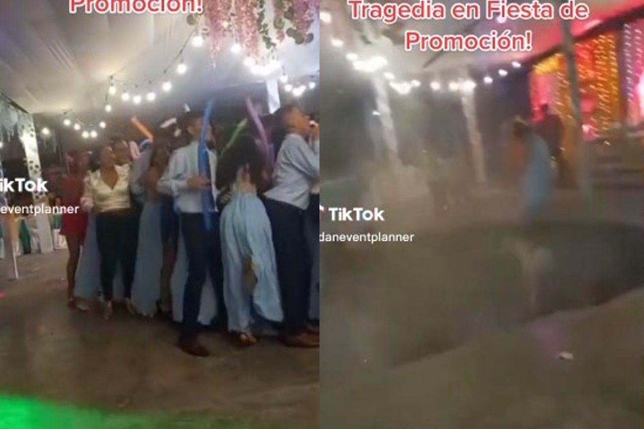 Video: 'Perreo hasta el suelo'; jóvenes festejaban graduación y caen en socavón