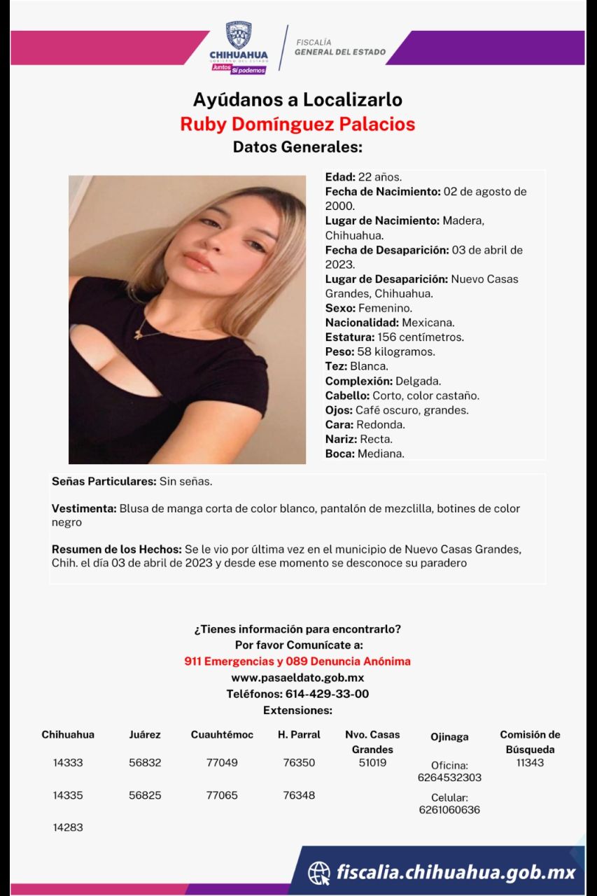 Desaparece Ruby Domínguez; piden ayuda para localizarla