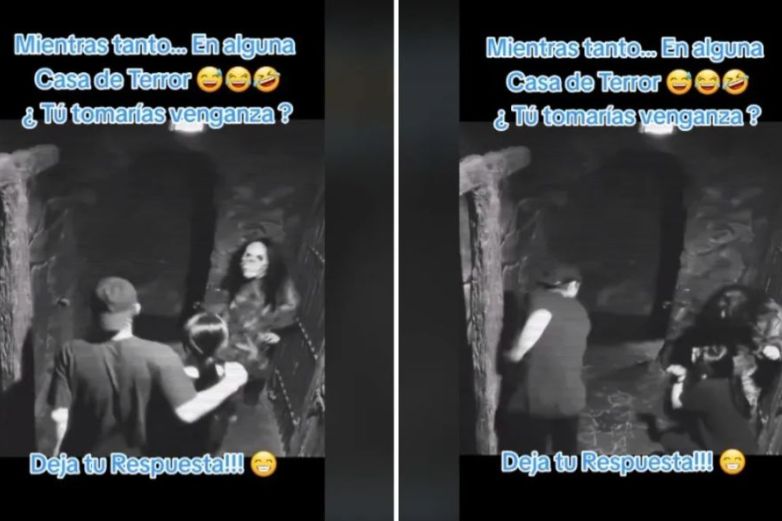 ¡Miedoso! Abandona a su novia en casita de terror