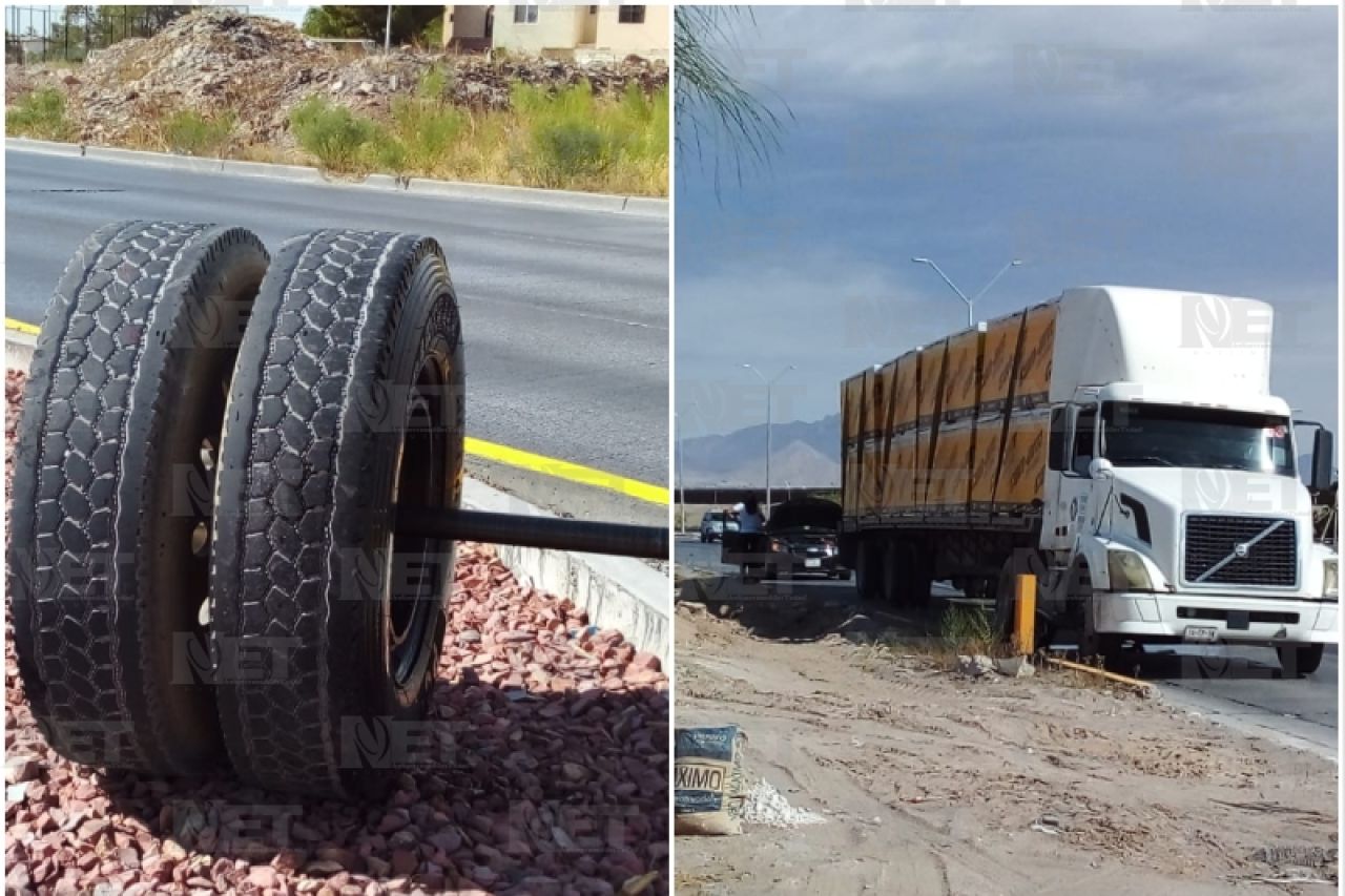 Se desprende eje de tráiler e impacta un vehículo