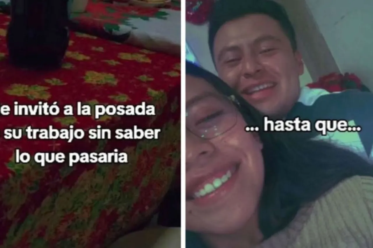 Lleva a su novia a posada del trabajo y compañera le canta 'Querida socia'