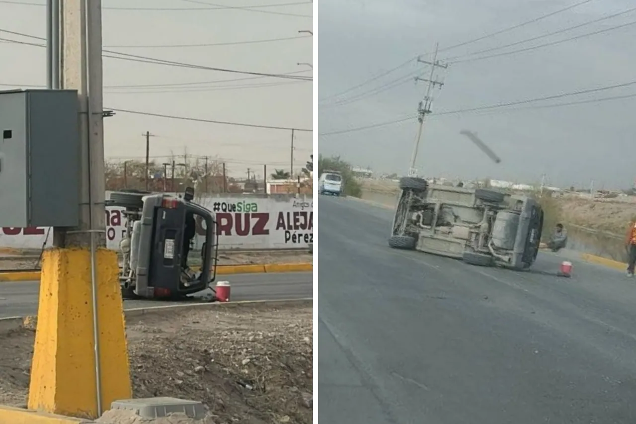 Vuelca Cherokee en el eje vial Juan Gabriel